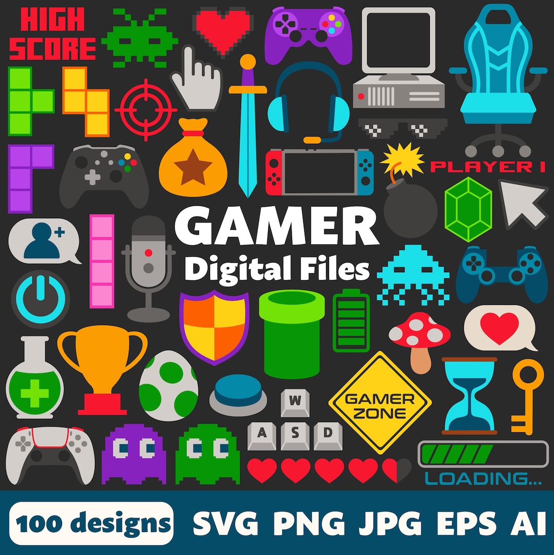 Gamer Digital Files, SVG PNG JPG, Clipart, Cut Files, Printable, Cricut ...