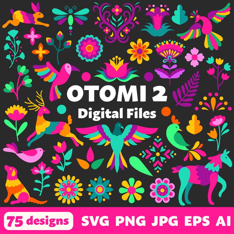 Mexican Flowers Clipart - Etsy