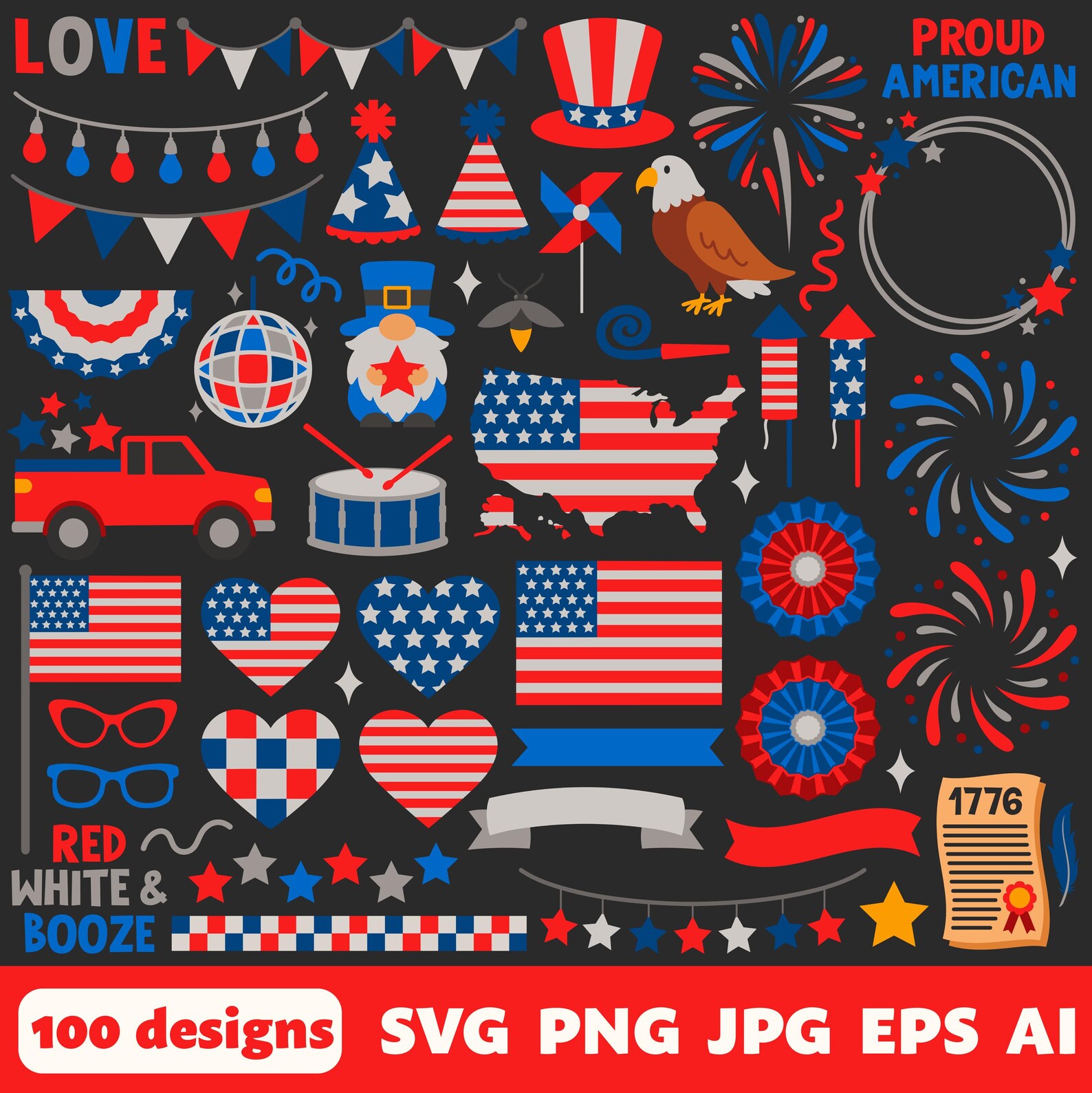 4th of July Digital Files, SVG PNG JPG, Clipart, Cut Files, Cricut ...