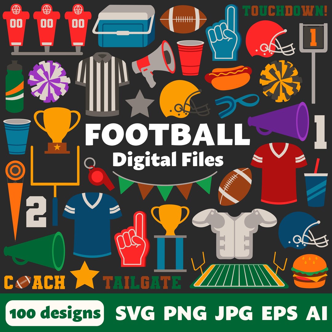 Football Digital Files, SVG PNG JPG, Clipart, Cut Files, Cricut, Sports ...