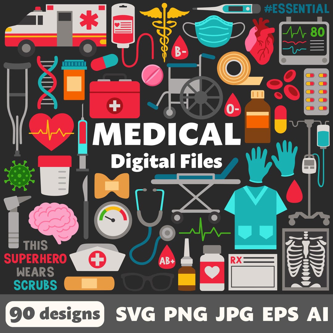Medical Digital Files, SVG PNG JPG, Clipart, Cut Files, Printable ...