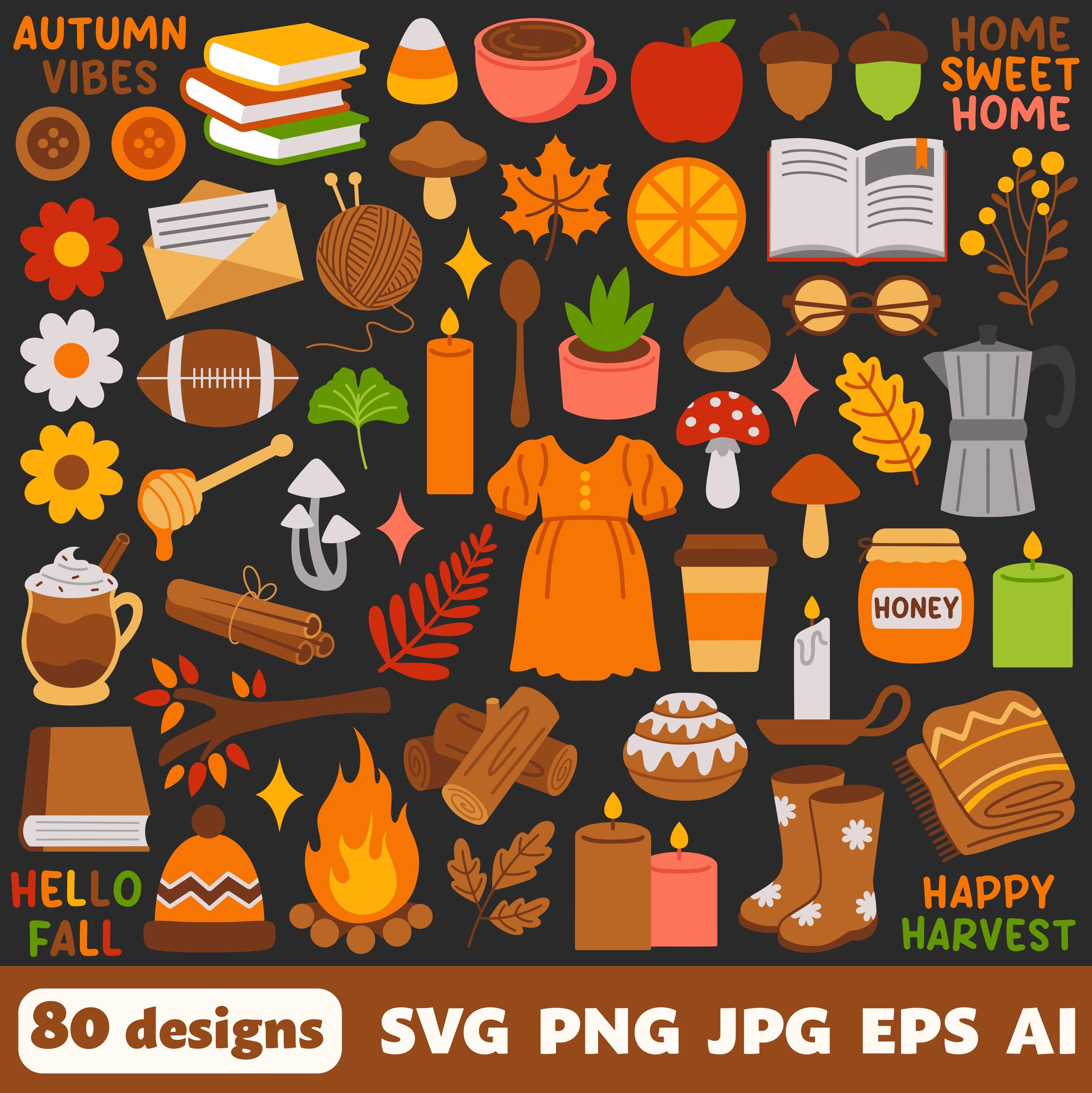 Cozy Autumn Digital Files, SVG PNG JPG, Clipart, Cut Files, Printable ...