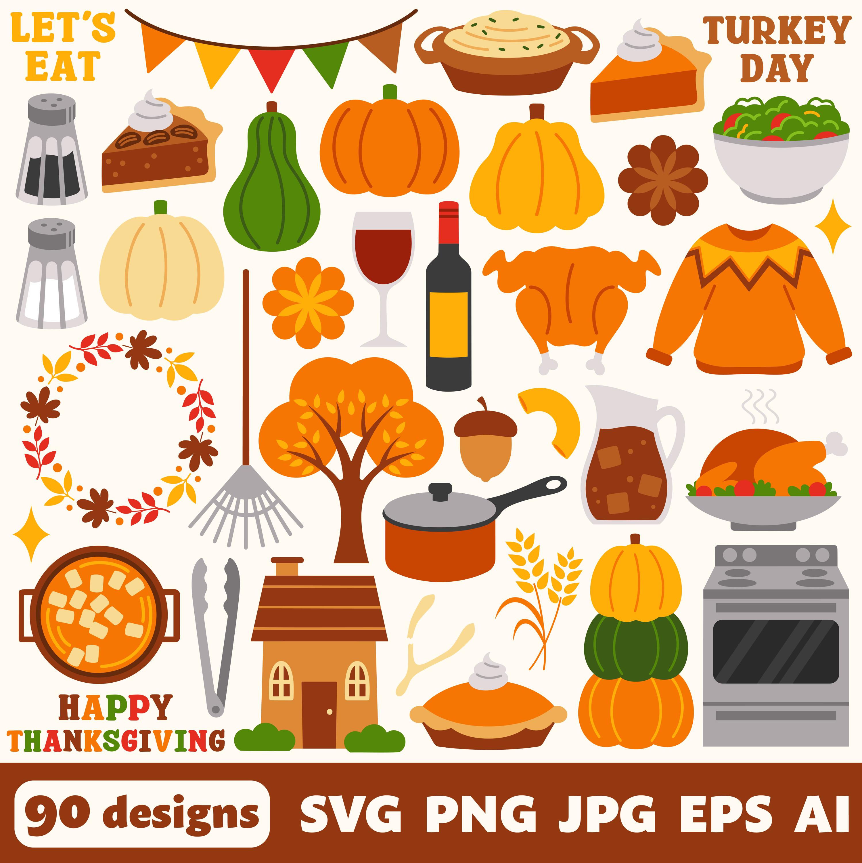 Thanksgiving Digital Files, SVG PNG JPG, Clipart, Cut Files, Printable ...
