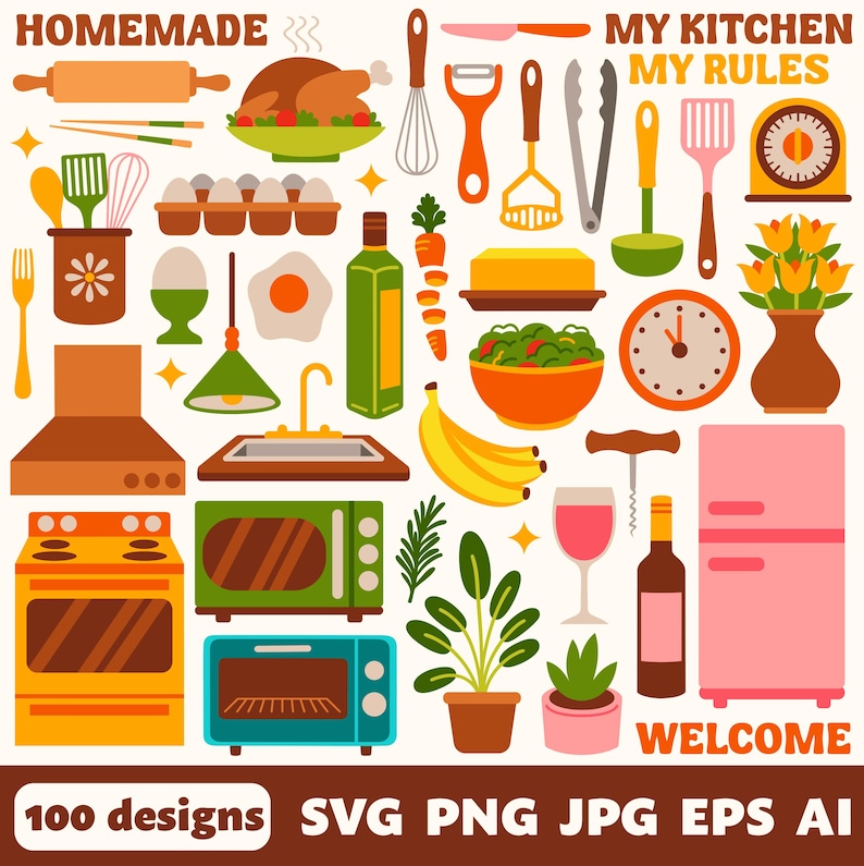 Kitchen Digital Files, SVG PNG JPG, Clipart, Cut Files, Cricut ...