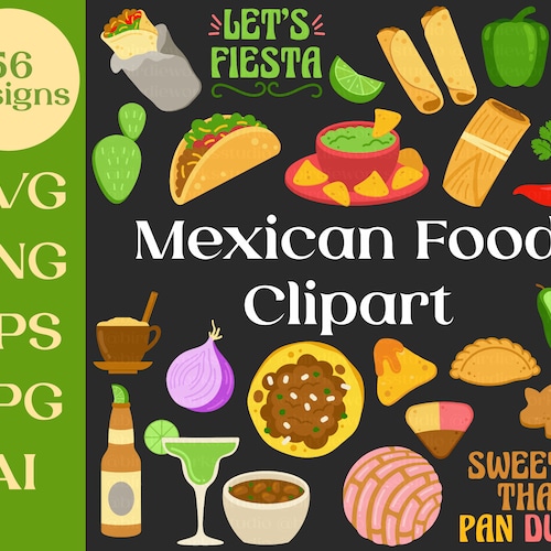 Mexican Food Clipart for Cinco De Mayo Fiesta PNG Graphic - Etsy