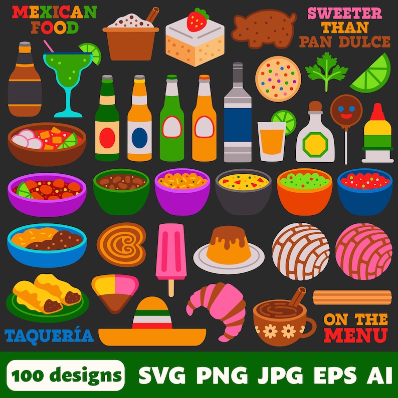 Mexican Food Digital Files, SVG PNG JPG, Clipart, Cut Files, Cricut ...