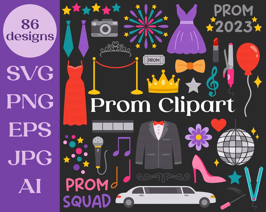 Prom Clipart & Cut Files SVG PNG JPG Cricut Silhouette - Etsy