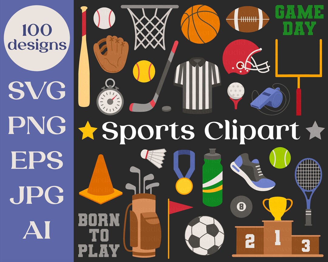 Buy Sports Clipart & Cut Files, SVG PNG JPG, Cricut, Silhouette, Gym ...