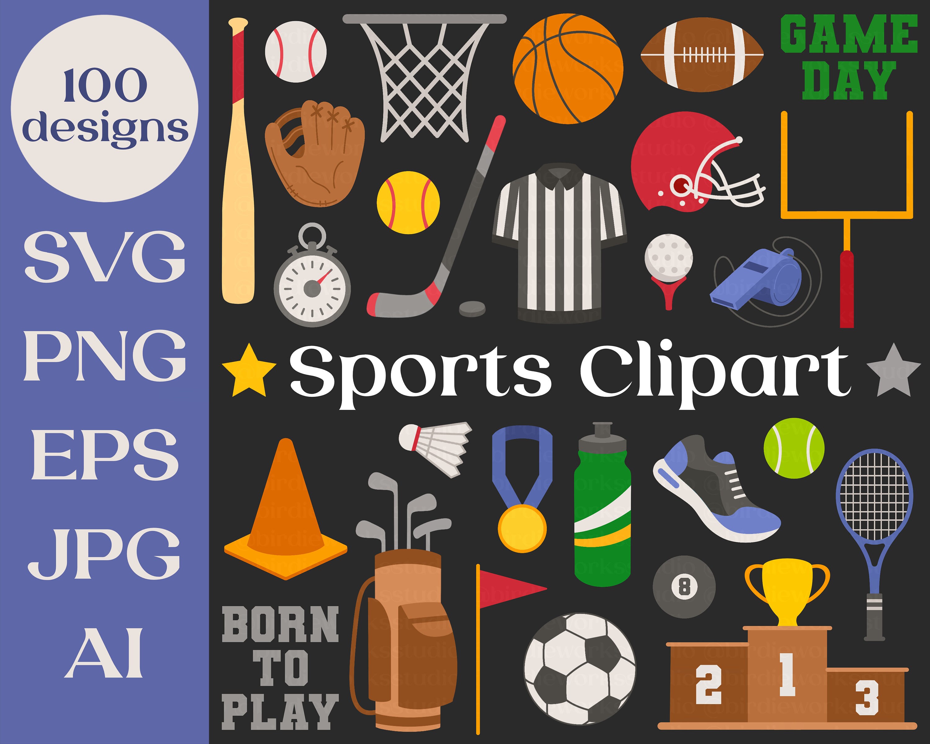 Sports Clipart & Cut Files SVG PNG JPG Cricut Silhouette - Etsy UK