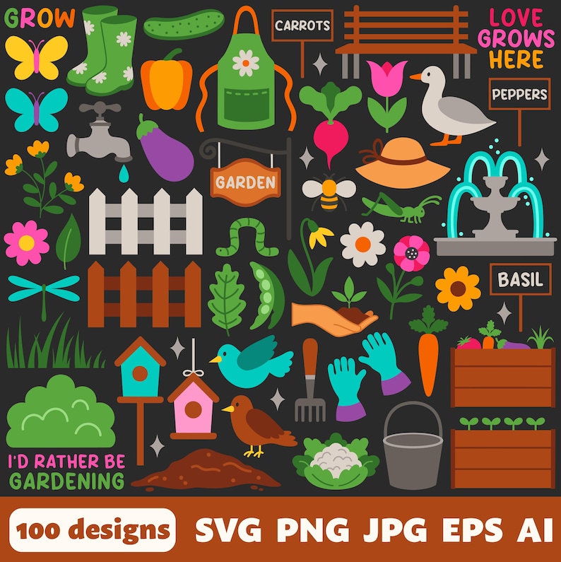 Garden Digital Files, SVG PNG JPG, Clipart, Cut Files, Cricut ...
