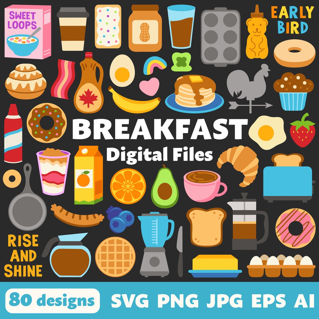Breakfast Digital Files, SVG PNG JPG, Clipart, Cut Files, Cricut ...