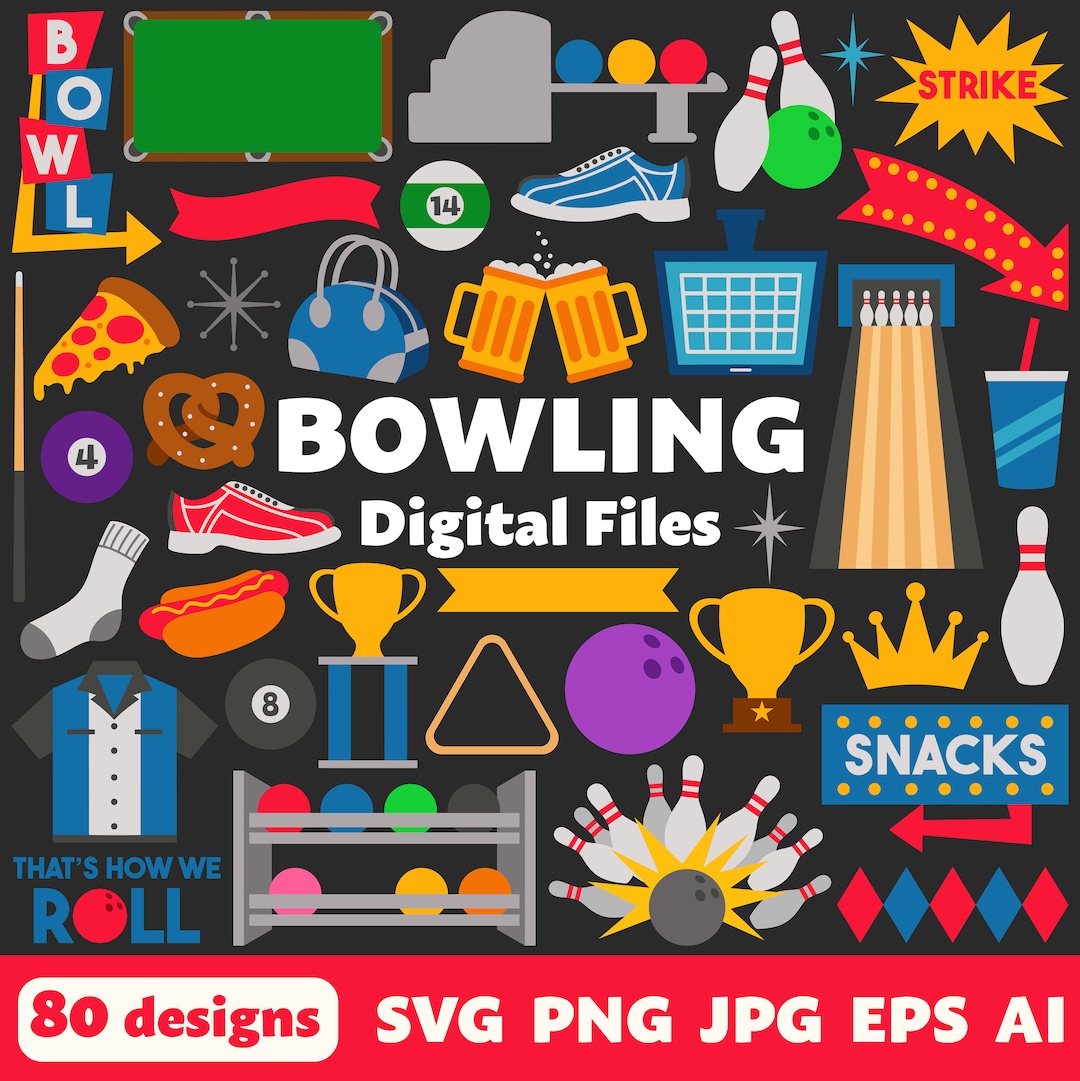 Bowling Digital Files, SVG PNG JPG, Clipart, Cut Files, Cricut, Fun ...