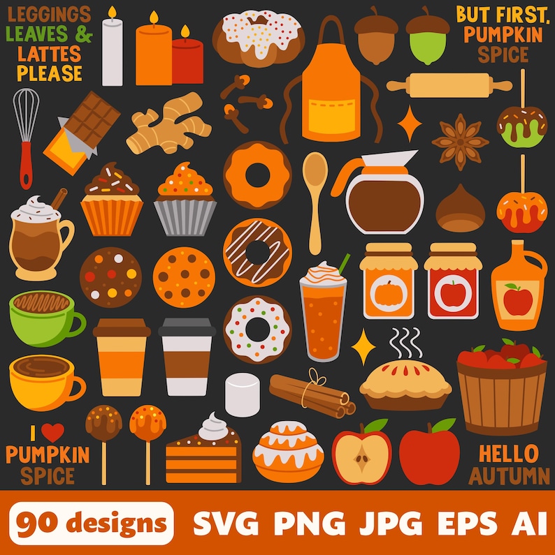 Pumpkin Spice Digital Files, SVG PNG JPG, Clipart, Cut Files, Cricut ...