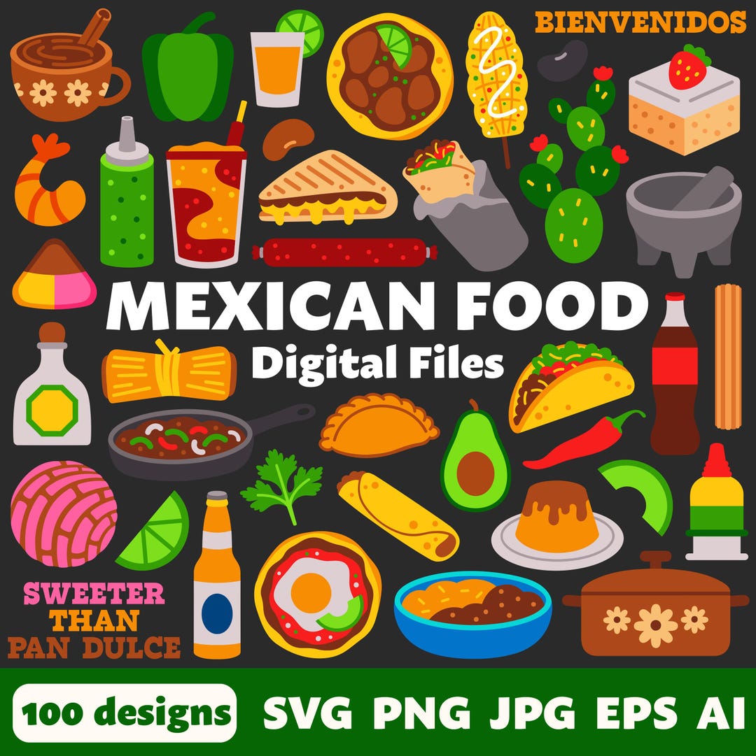 Mexican Food Digital Files, SVG PNG JPG, Clipart, Cut Files, Cricut ...