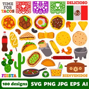 Mexican Food Digital Files, SVG PNG JPG, Clipart, Cut Files, Cricut ...