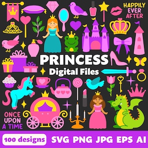 Princess Digital Files, SVG PNG JPG, Clipart, Cut Files, Birthday ...