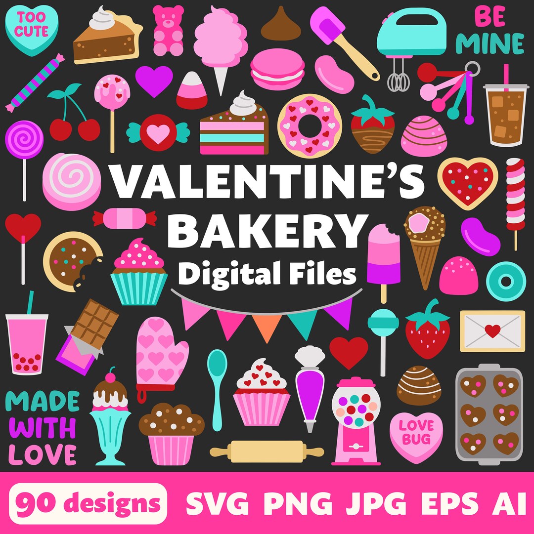 Valentine's Bakery Digital Files, SVG PNG JPG, Clipart, Cut Files ...