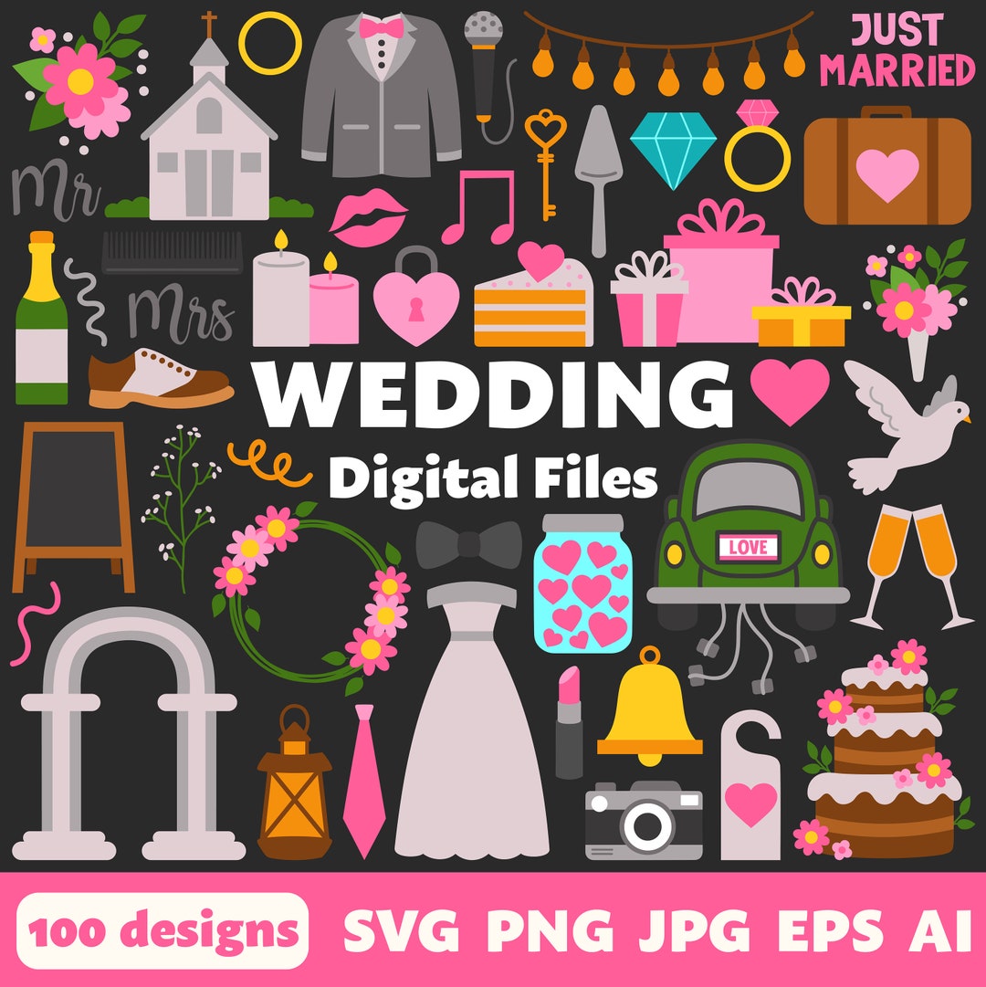 Wedding Digital Files, SVG PNG JPG, Clipart, Cut Files, Printable ...