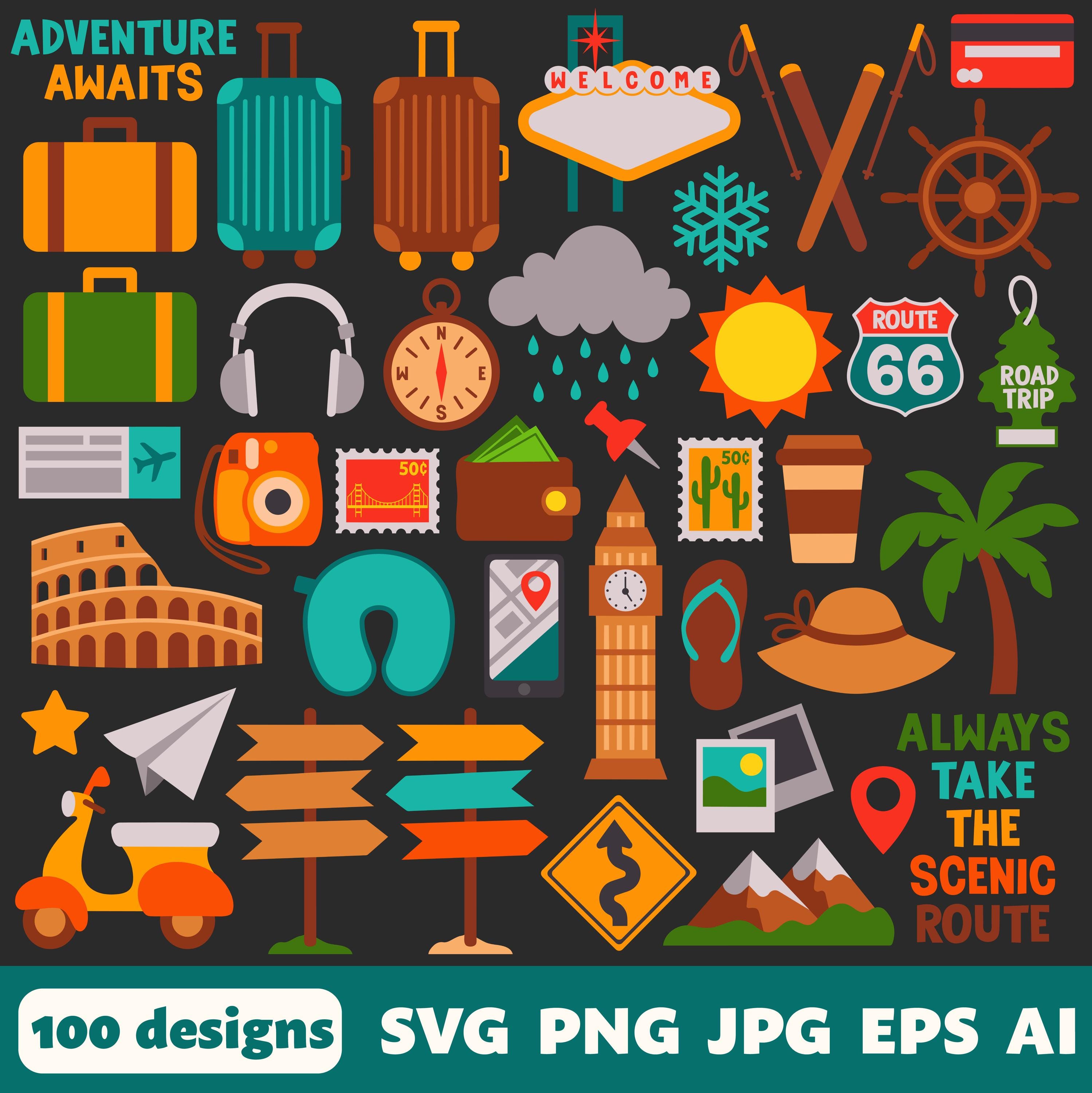 Travel Digital Files, SVG PNG JPG, Clipart, Cut Files, Graphics, Cricut ...