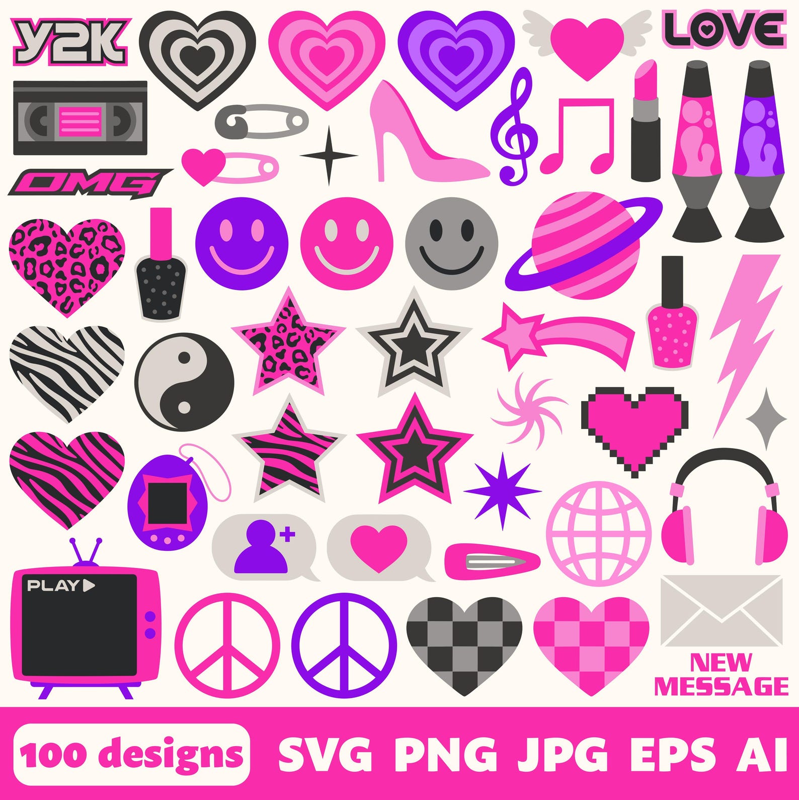 Y2K Digital Files, SVG PNG JPG, Clipart, Cut Files, Printable, Cricut ...