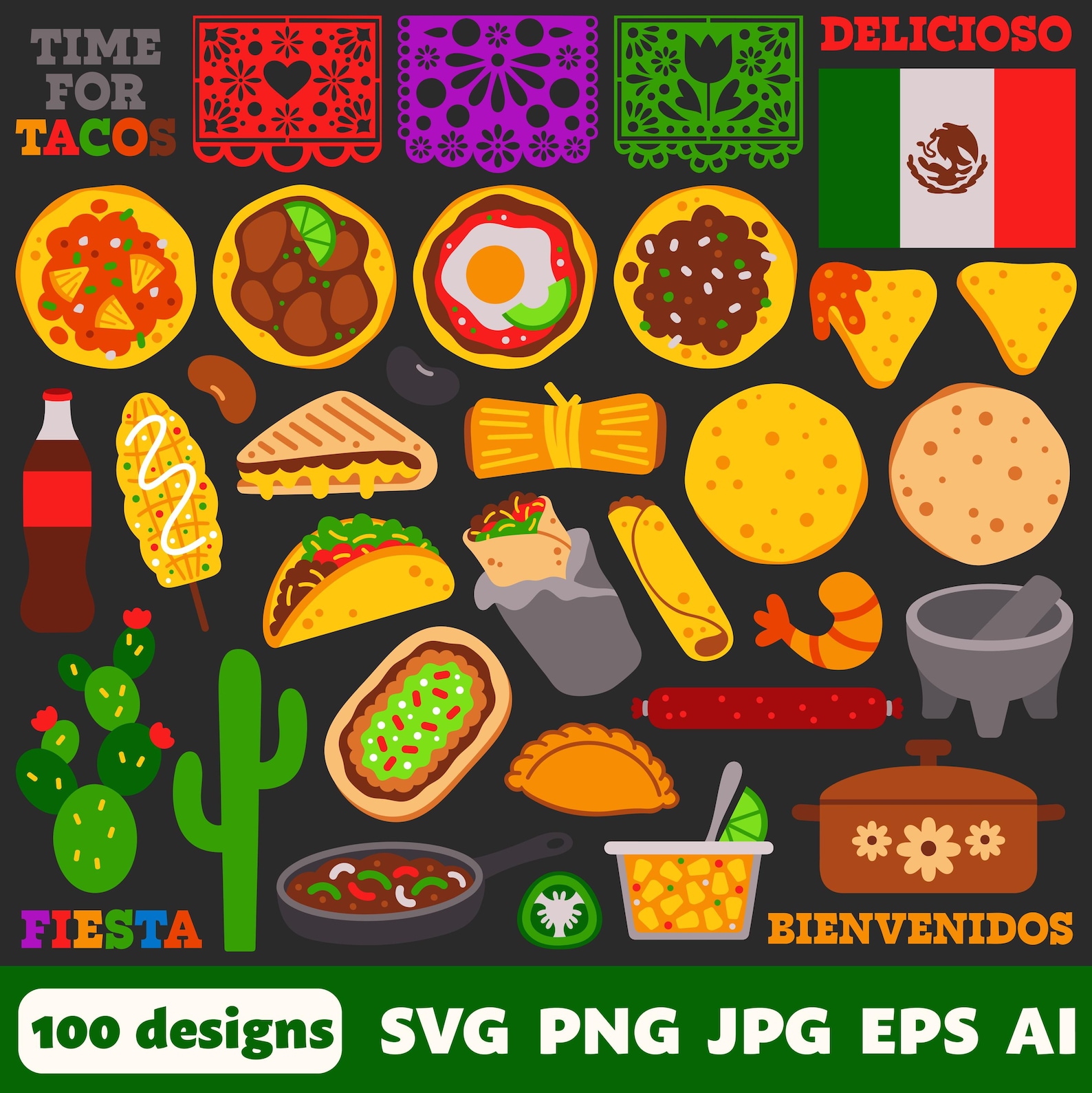 Mexican Food Digital Files, SVG PNG JPG, Clipart, Cut Files, Cricut ...