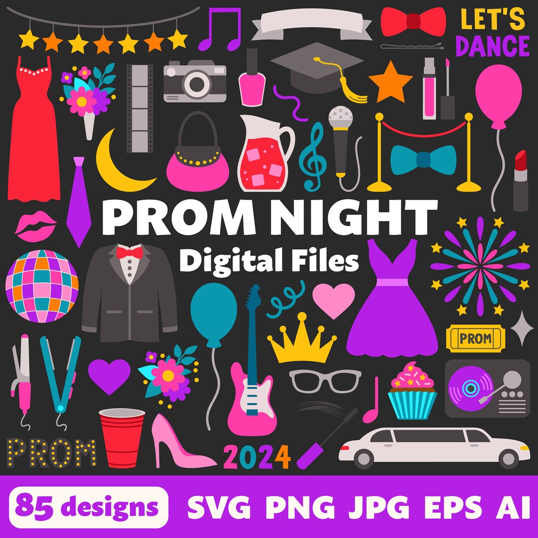 Prom Night Digital Files, SVG PNG JPG, Clipart, Cut Files, Cricut, 2024 ...