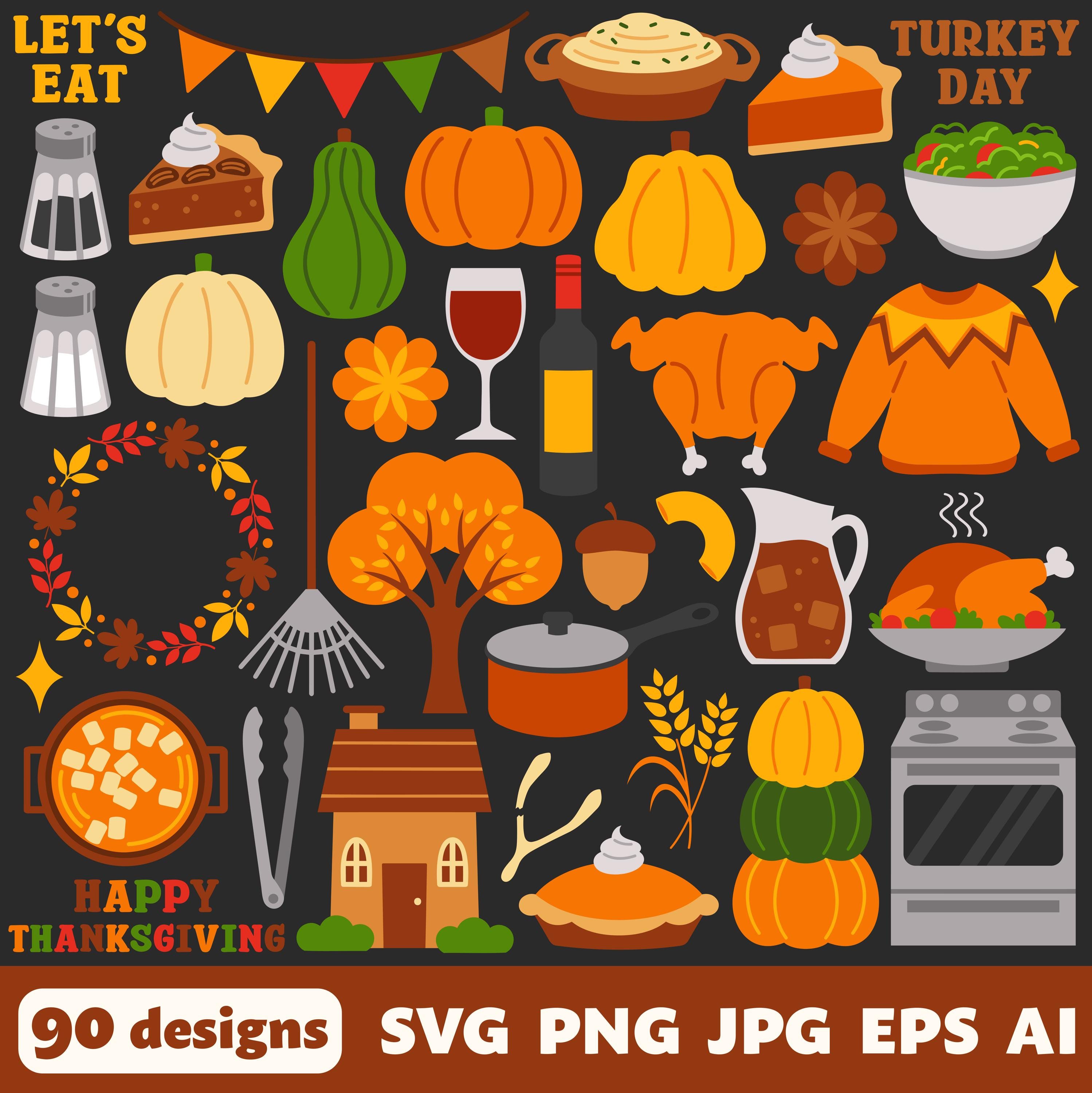 Thanksgiving Digital Files, SVG PNG JPG, Clipart, Cut Files, Printable ...