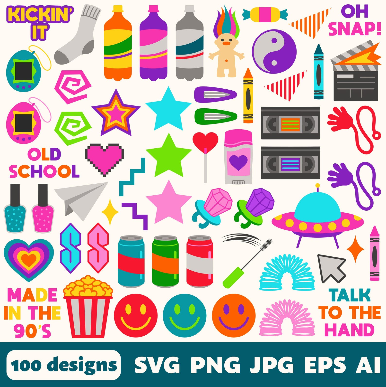 Nostalgic 90s Digital Files, SVG PNG JPG, Clipart, Cut Files, Printable ...
