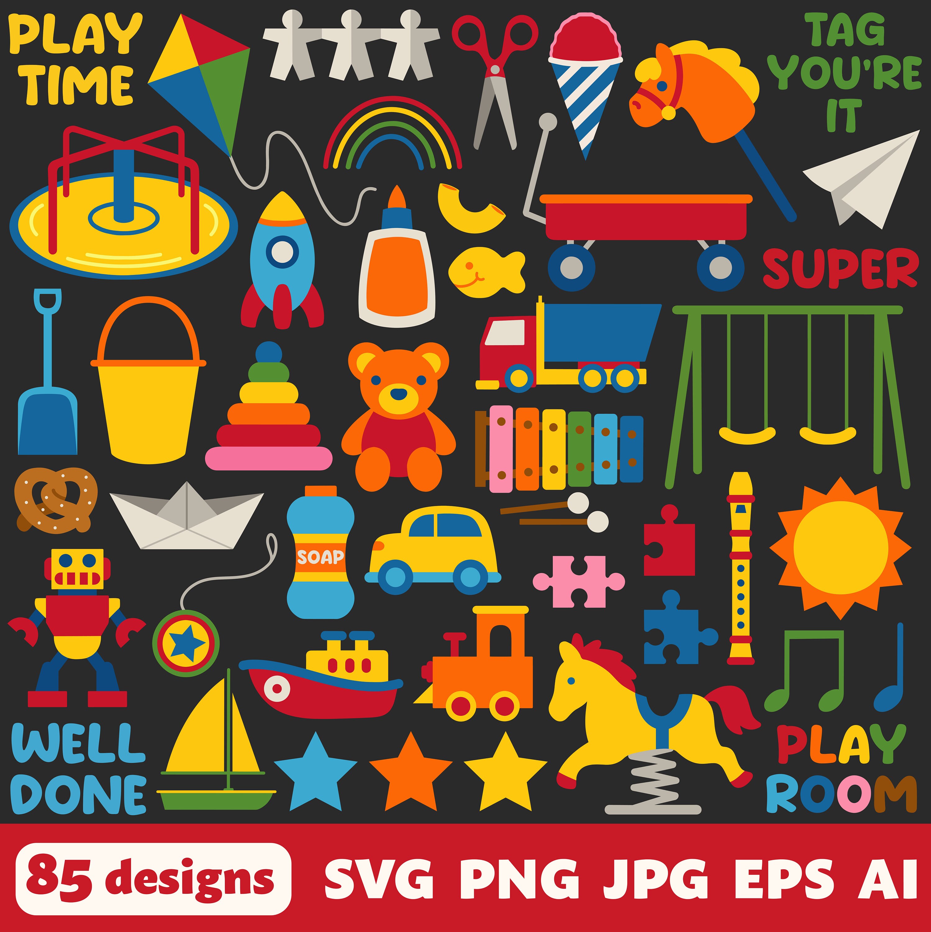 Play Time Digital Files, SVG PNG JPG, Clipart, Cut Files, Cricut, Kids ...
