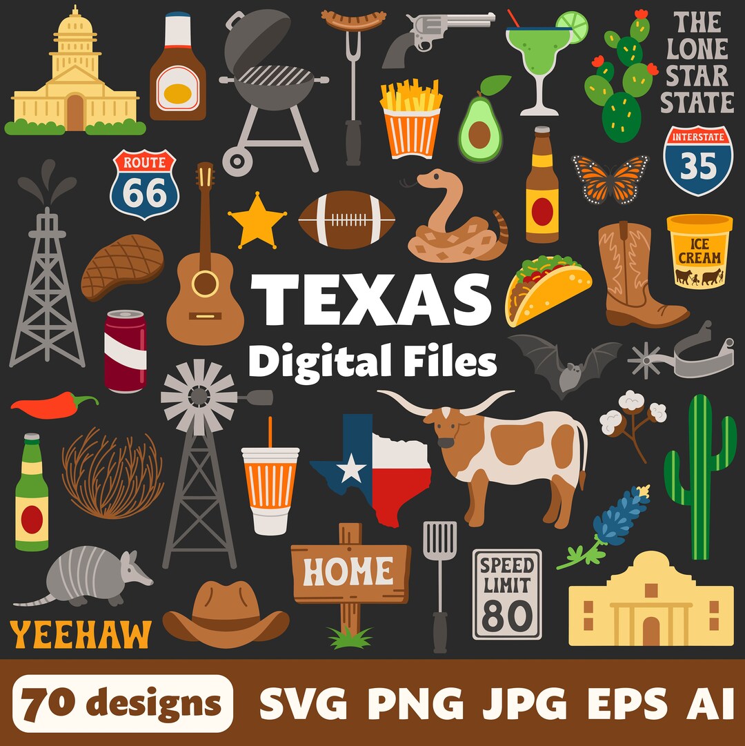 Buy Texas Digital Files, SVG PNG JPG, Clipart, Cut Files, Printable ...