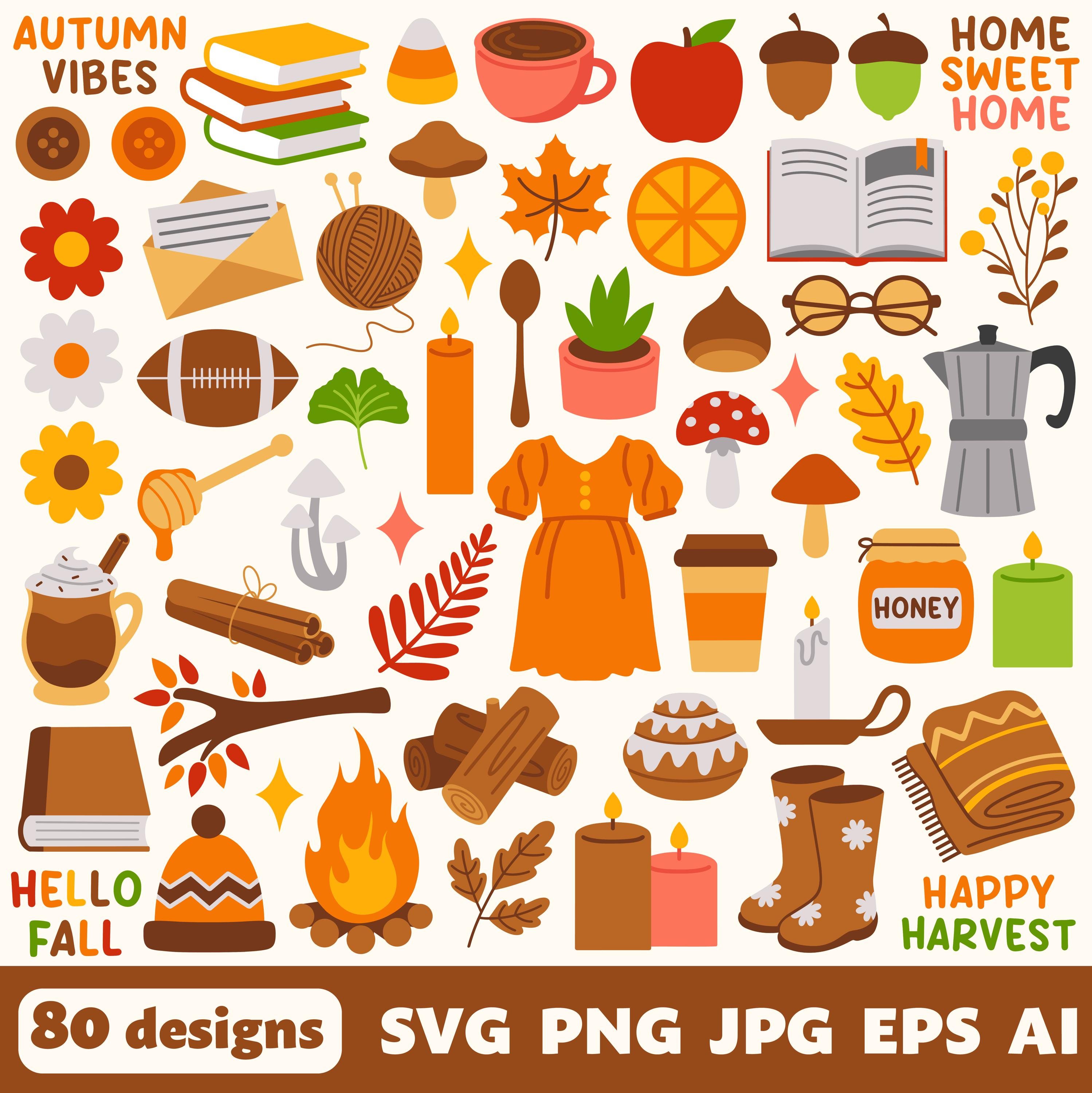 Cozy Autumn Digital Files, SVG PNG JPG, Clipart, Cut Files, Printable ...