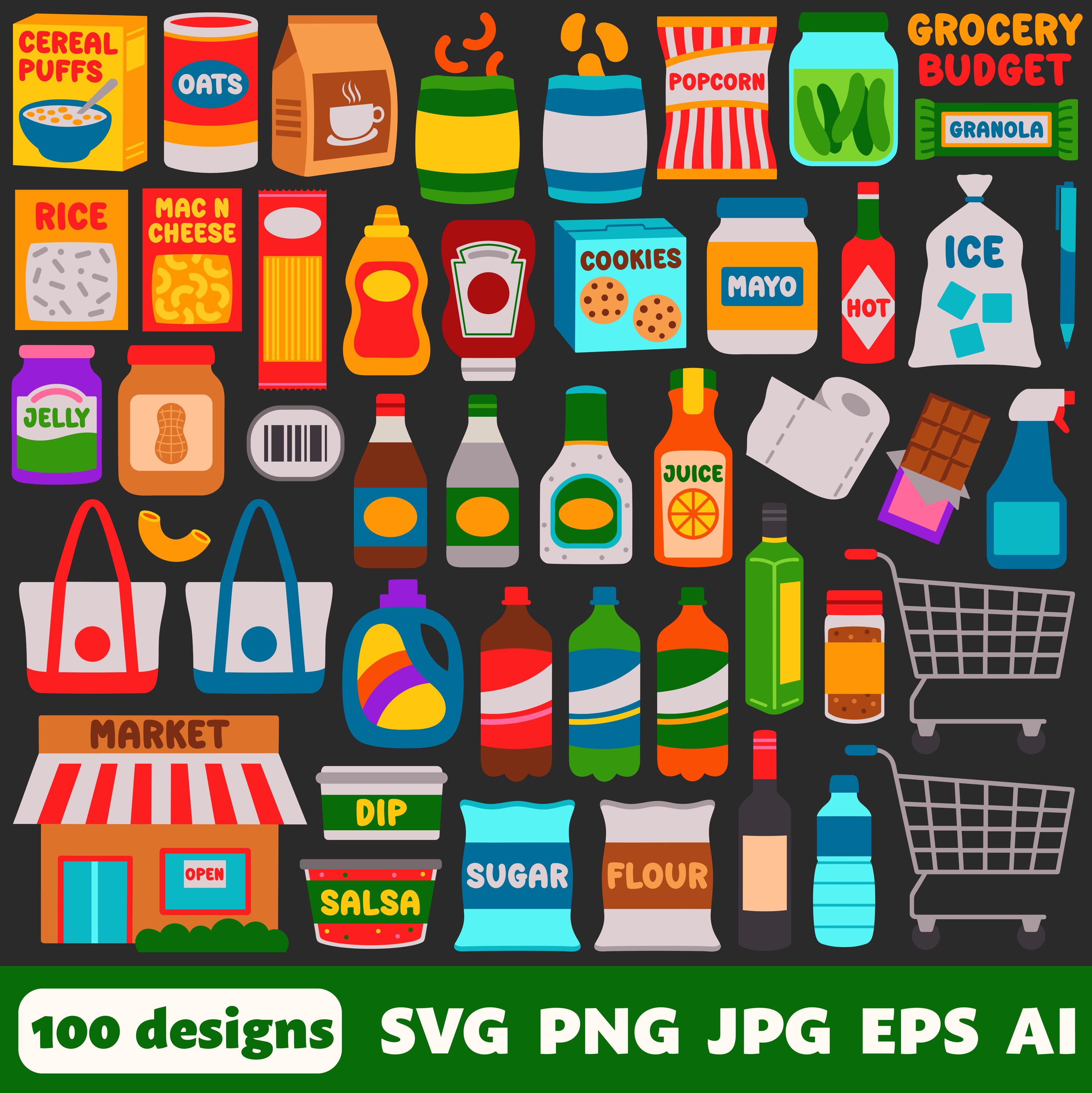 Grocery Digital Files, SVG PNG JPG, Clipart, Cut Files, Cricut, Market ...