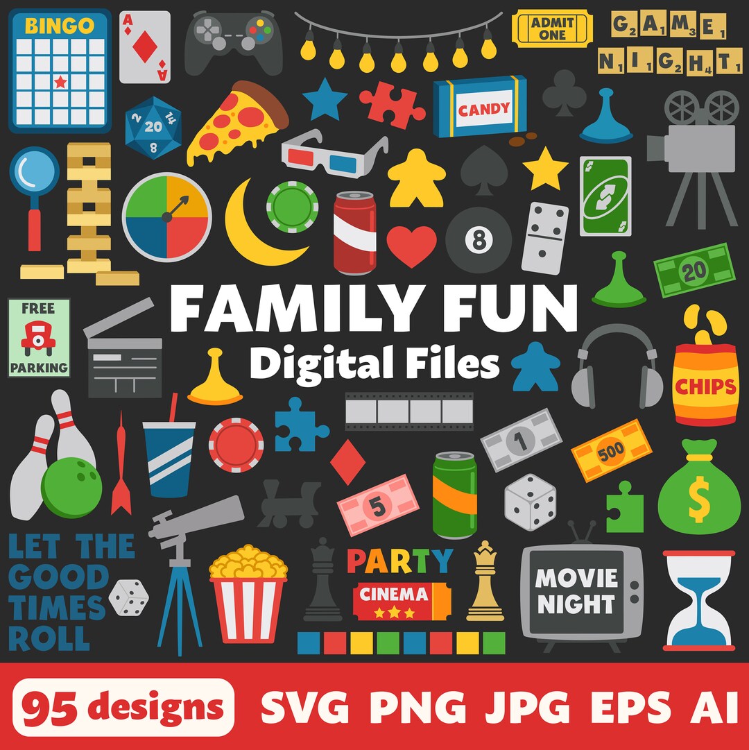 Family Fun Digital Files, SVG PNG JPG, Clipart, Cut Files, Silhouette ...