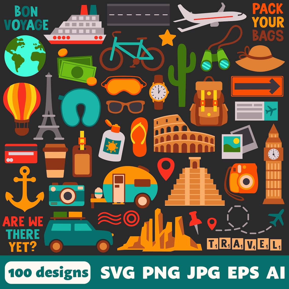 Travel Digital Files, SVG PNG JPG, Clipart, Cut Files, Graphics, Cricut ...