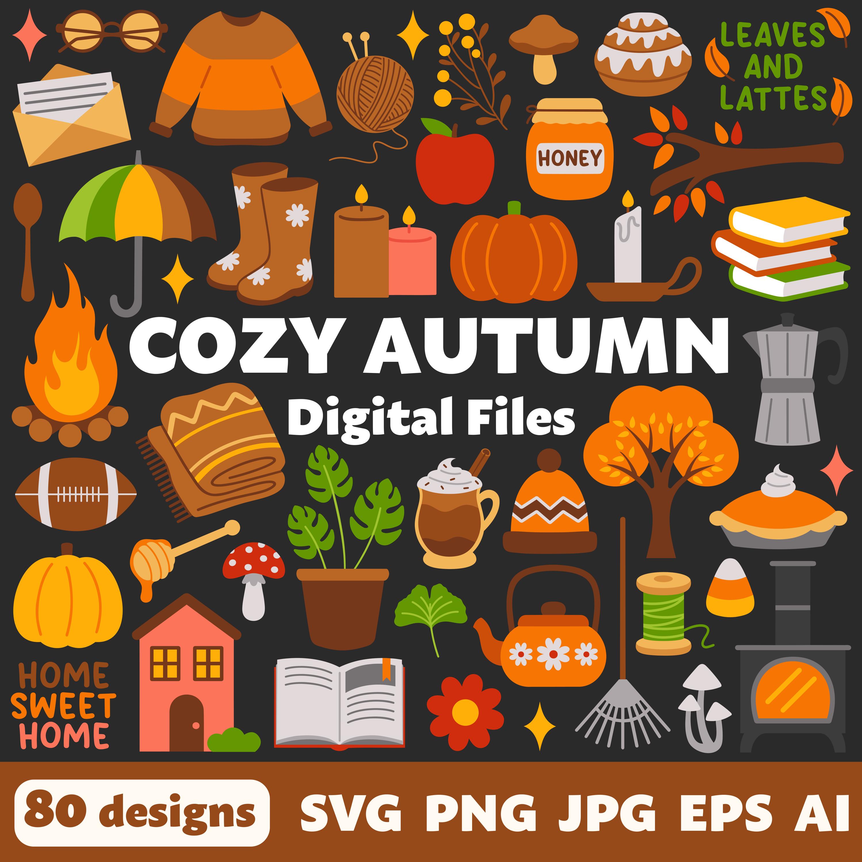 Cozy Autumn Digital Files, SVG PNG JPG, Clipart, Cut Files, Printable ...