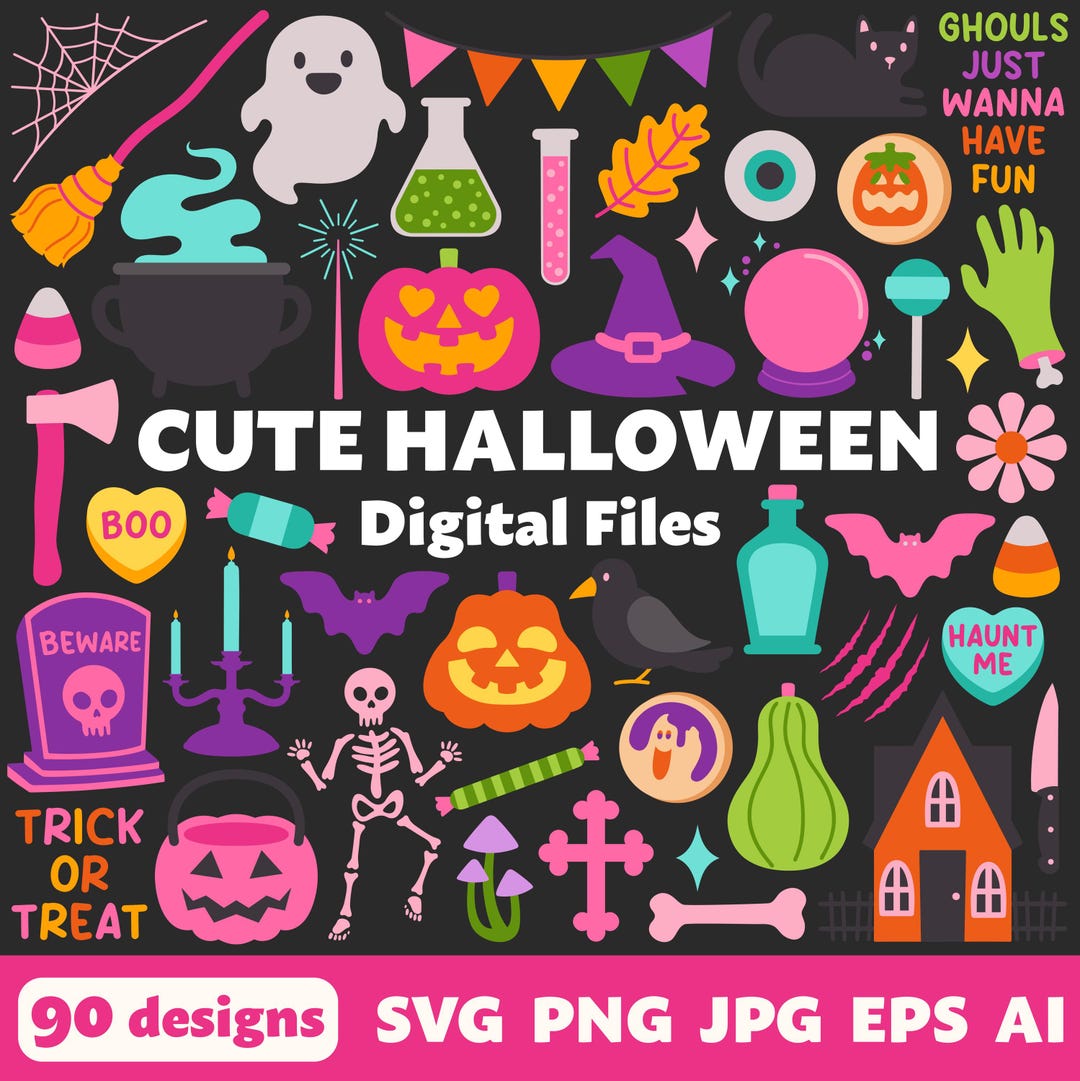 Cute Halloween Digital Files, SVG PNG JPG, Clipart, Cut Files ...