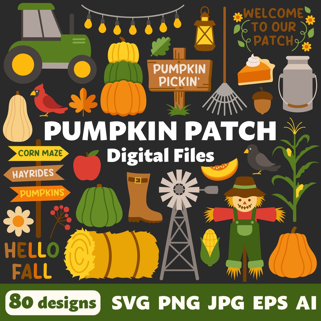 Pumpkin Patch Digital Files, SVG PNG JPG, Clipart, Cut Files, Cricut ...
