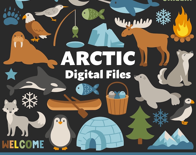 INSTANT Download. Arctic Animals Clip Art. Caa_3_bw. Personal and ...