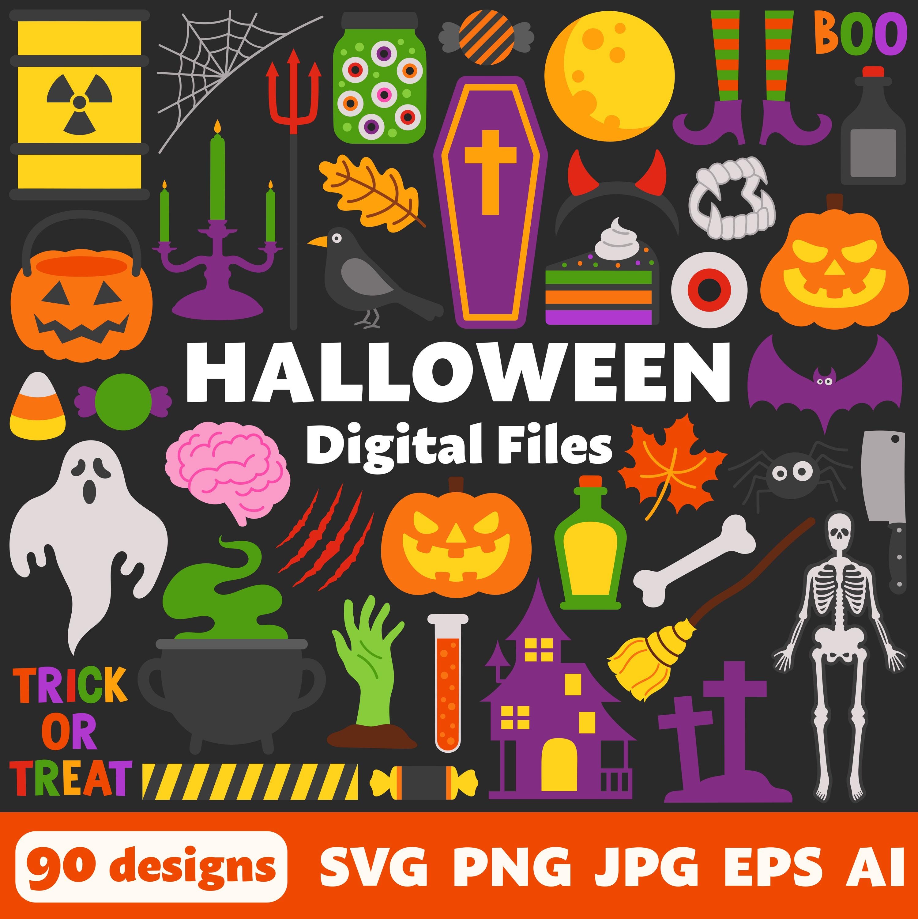 Halloween Digital Files, SVG PNG JPG, Clipart, Cut Files, Printable ...