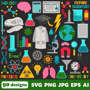 Science Digital Files, SVG PNG JPG, Clipart, Cut Files, Printable ...