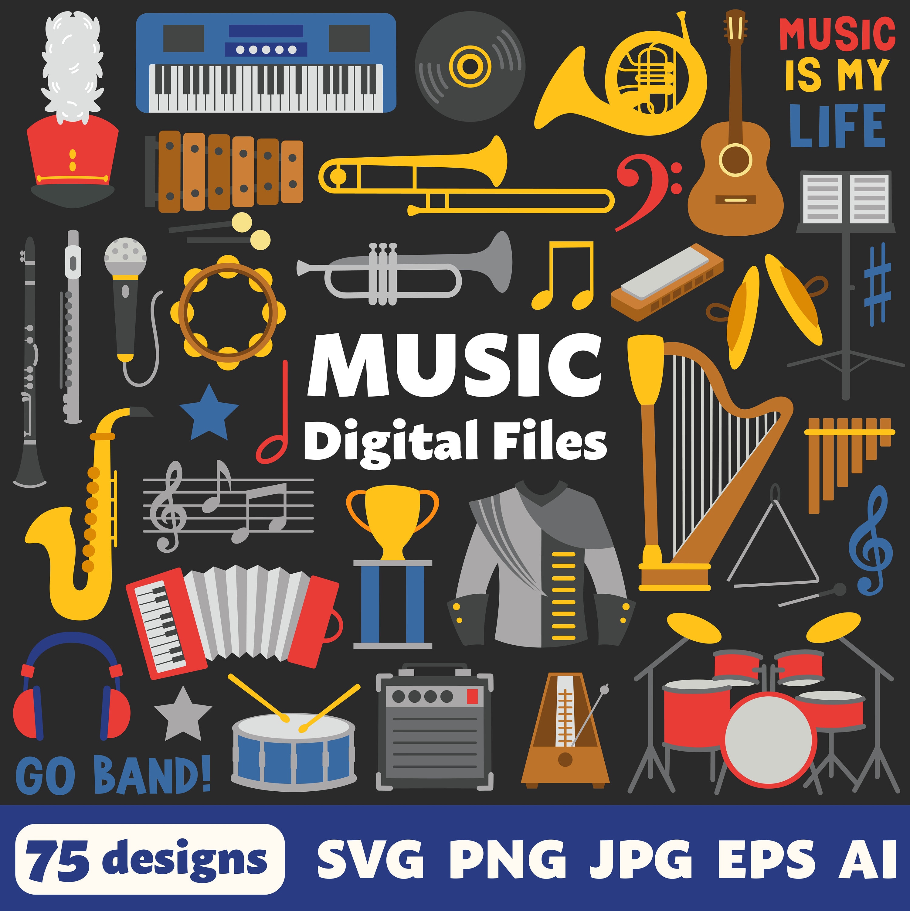 Marching Band Instruments Svg Files Marching Band Lyre PNG Vector