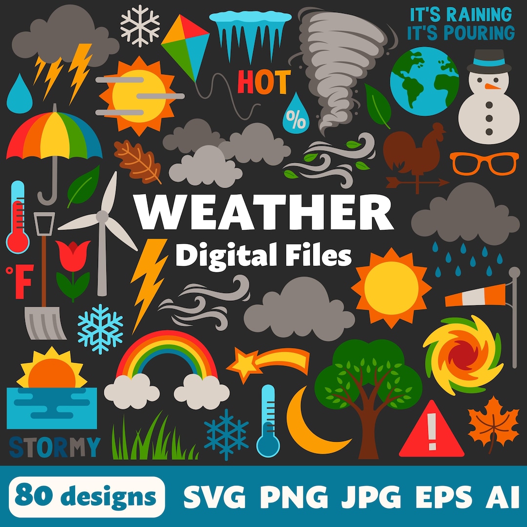 Weather Digital Files, SVG PNG JPG, Clipart, Cut Files, Cricut ...