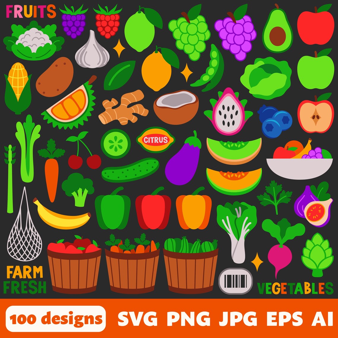 Produce Digital Files, SVG PNG JPG, Clipart, Cut Files, Cricut ...