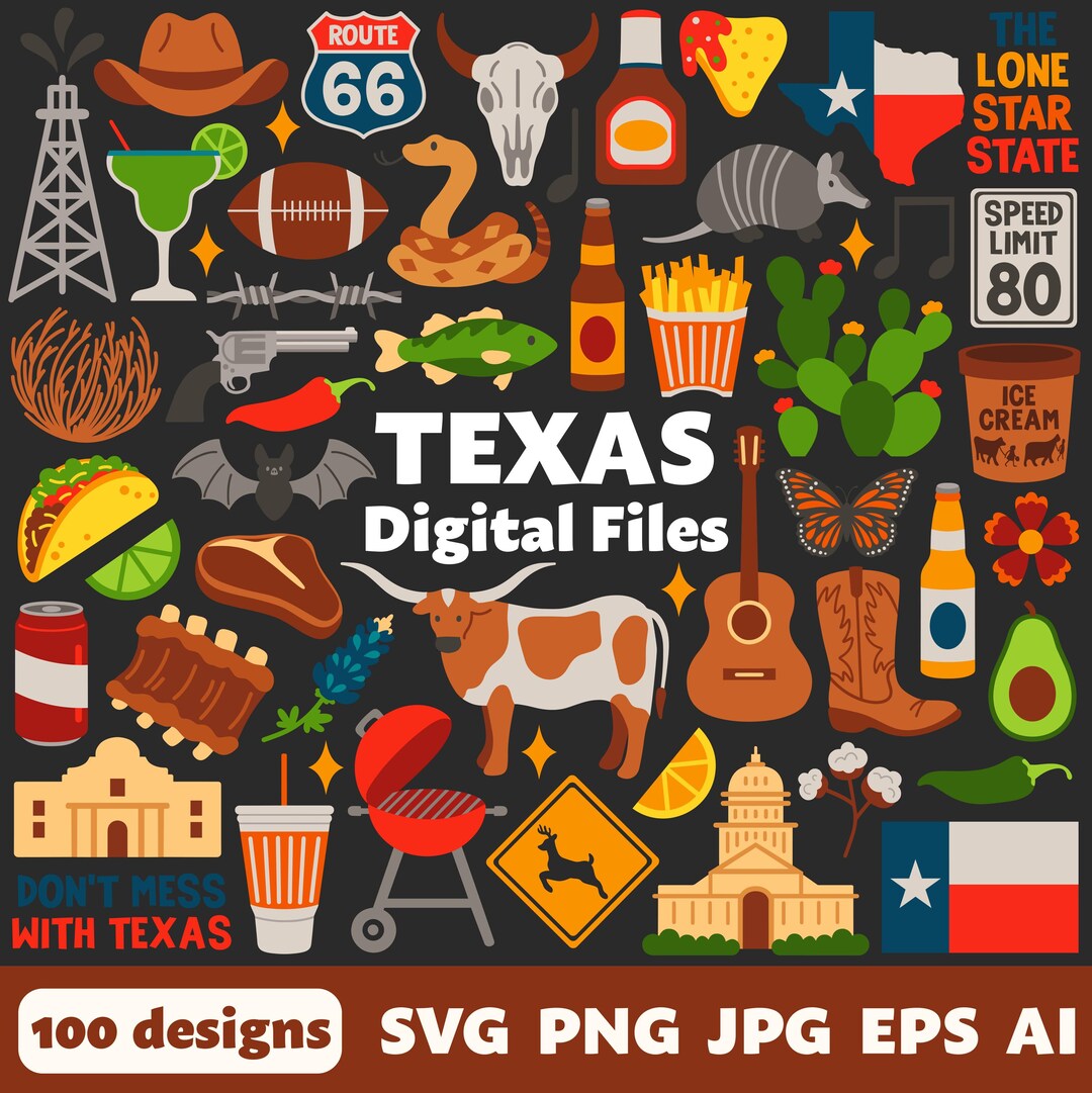 Texas Digital Files, SVG PNG JPG, Clipart, Cut Files, Printable, Cricut ...