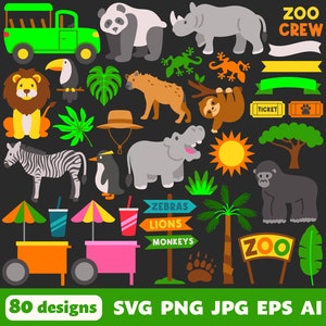 Zoo Digital Files, SVG PNG JPG, Clipart, Cut Files, Graphics, Printable ...