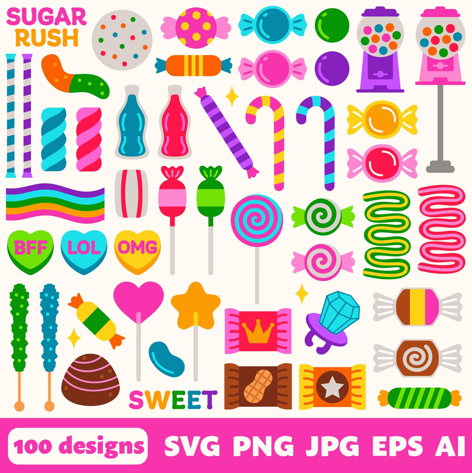 Candy Digital Files, SVG PNG JPG, Clipart, Cut Files, Printable, Cricut ...