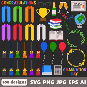 Graduation 2024 2025 Digital Files, SVG PNG JPG, Clipart, Cut Files ...