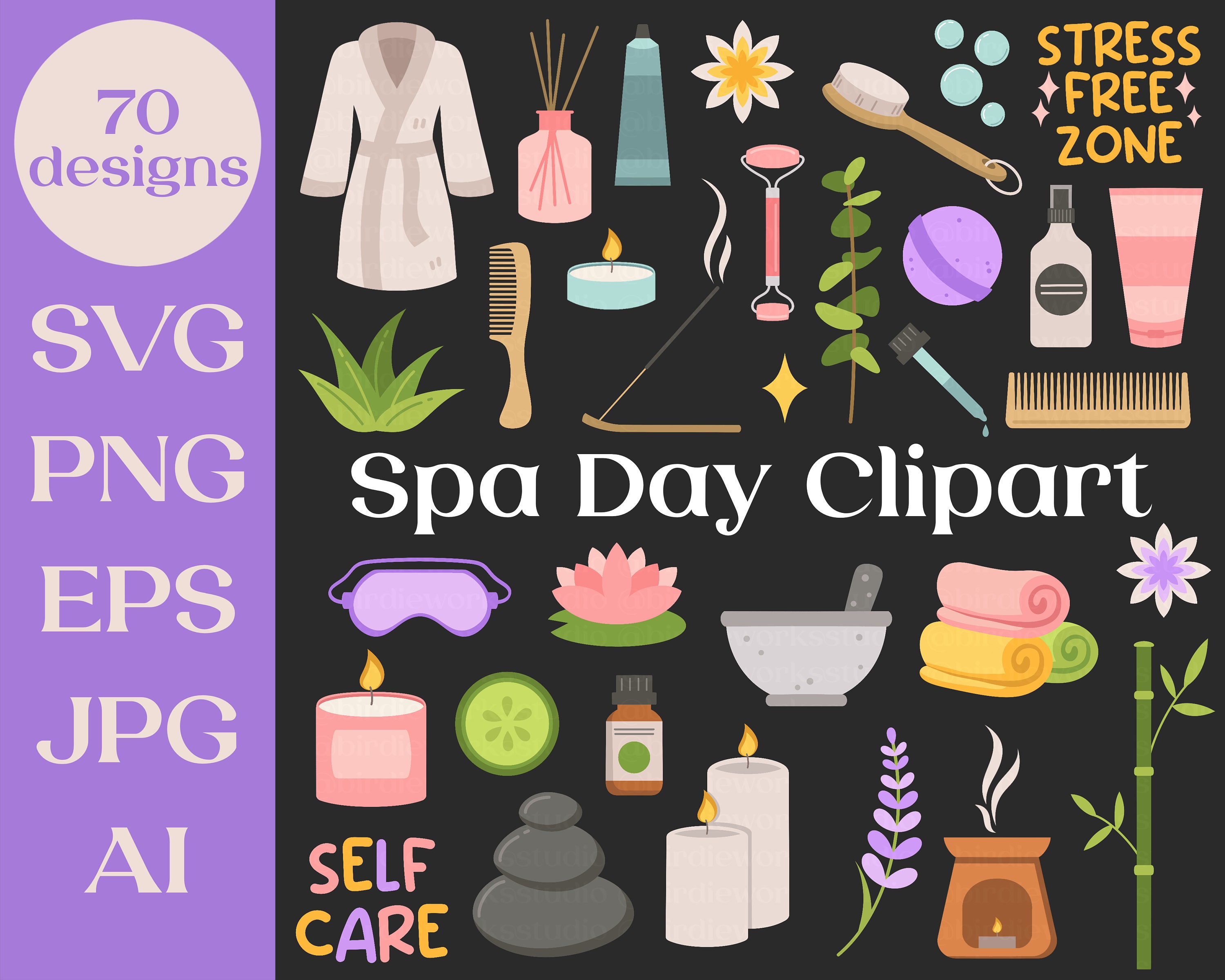 Spa Day Clipart & Cut Files PNG SVG JPG Cricut Silhouette - Etsy