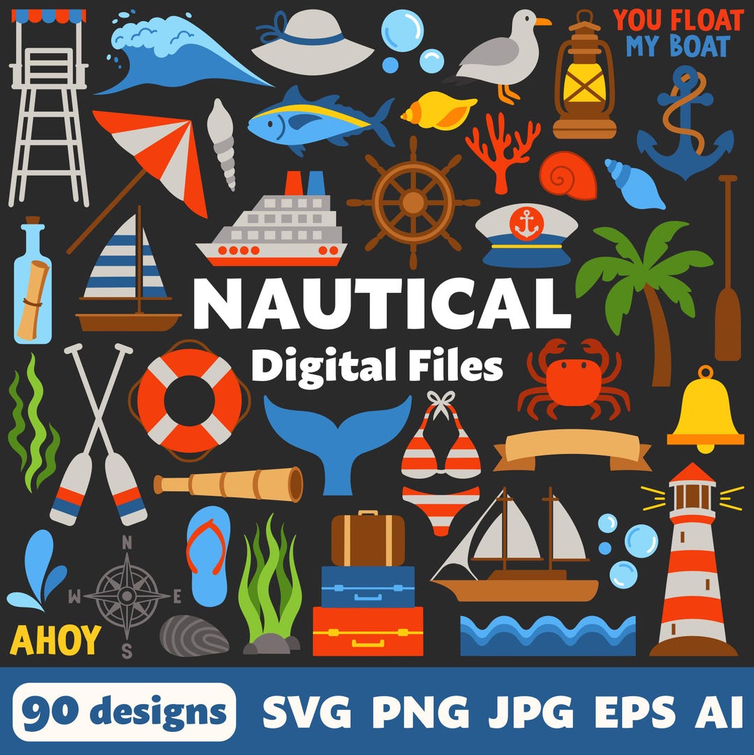 Nautical Digital Files, SVG PNG JPG, Clipart, Cut Files, Printable ...