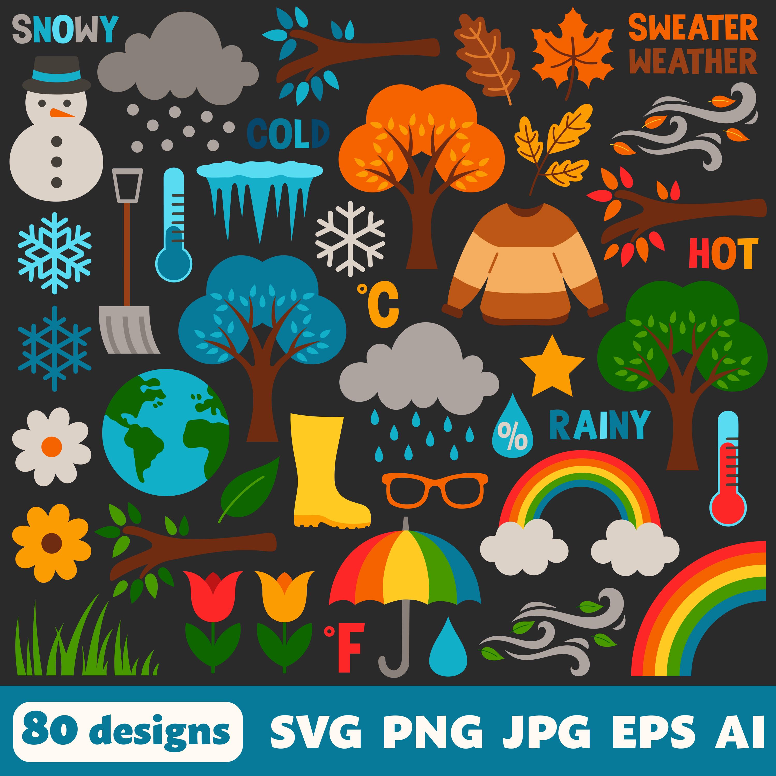 Weather Digital Files, SVG PNG JPG, Clipart, Cut Files, Cricut ...